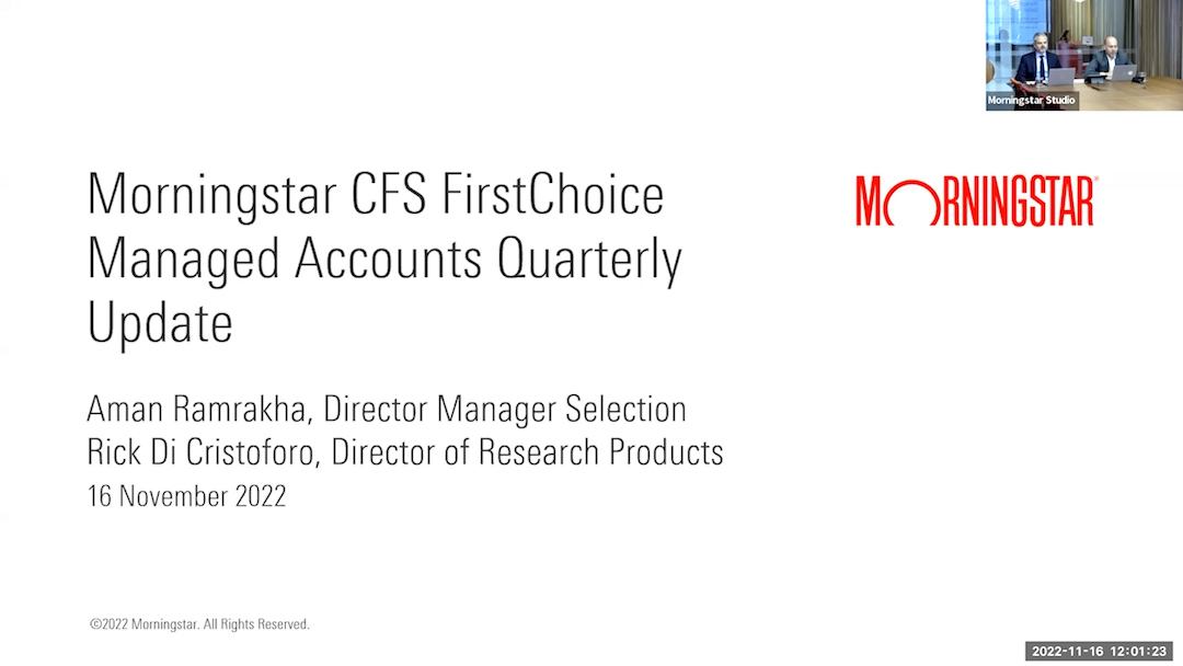 Morningstar CFS FirstChoice Manages Accounts Quarterly Update