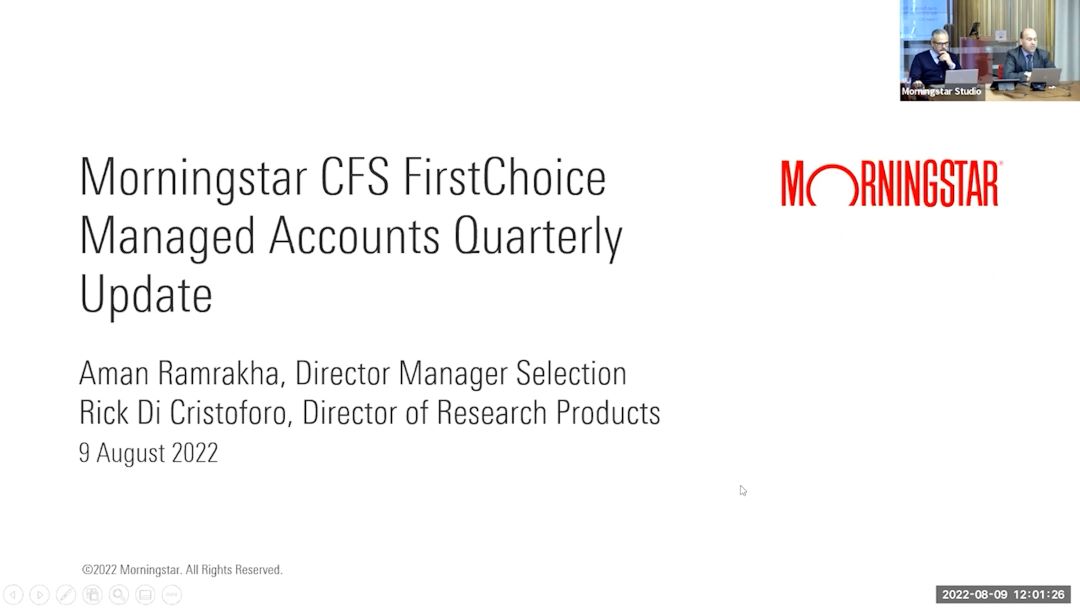 Morningstar CFS FirstChoice Managed Accounts Quarterly Update